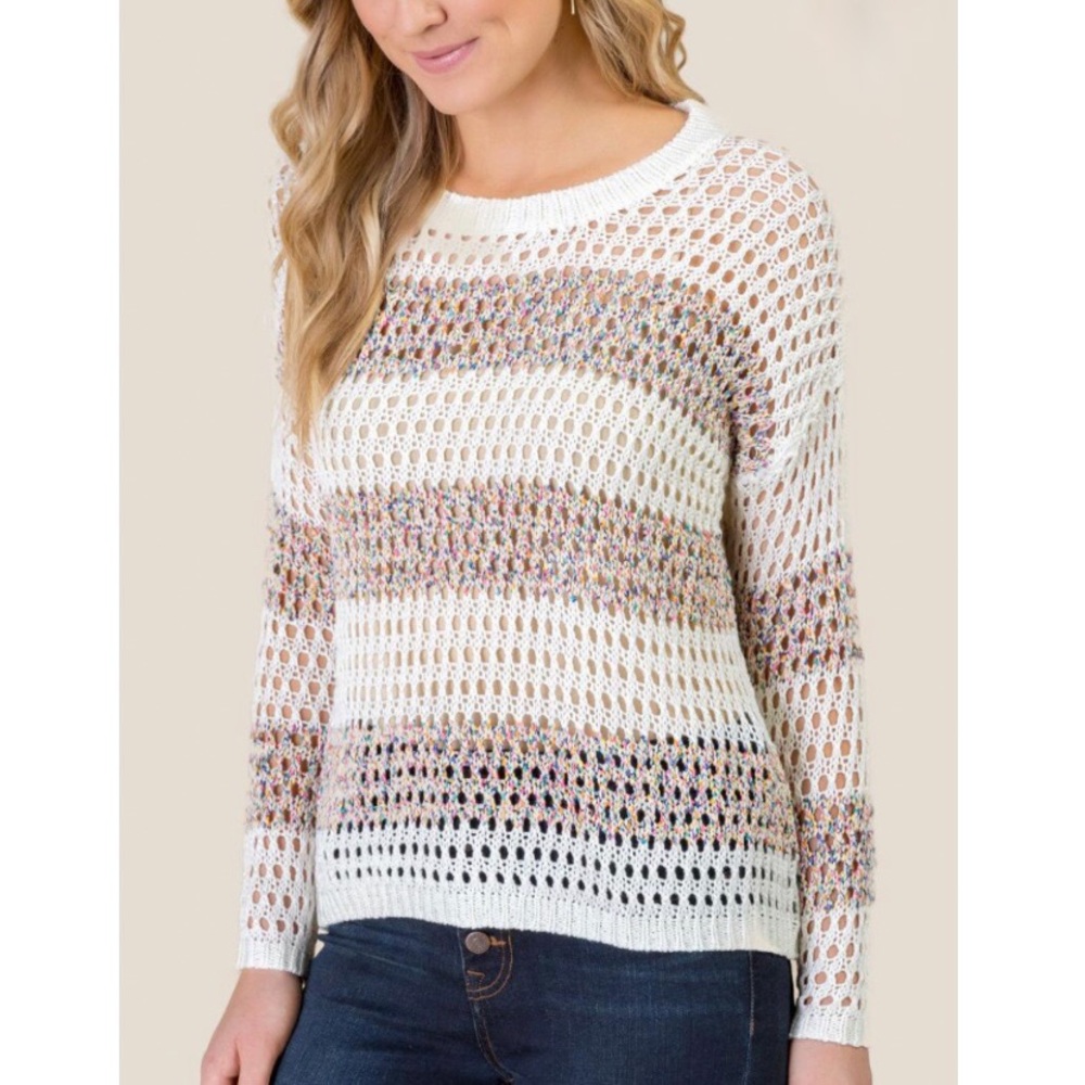 Francesca’s Trinity Open Stitch Confetti Sweater S - Gem